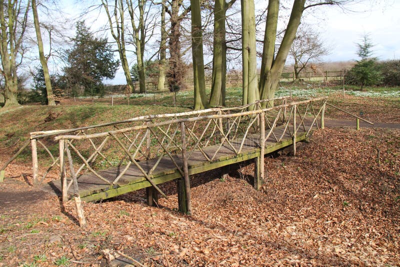Rustic Wooden Bridge. stock photo. Image of tree, rural - 95197850