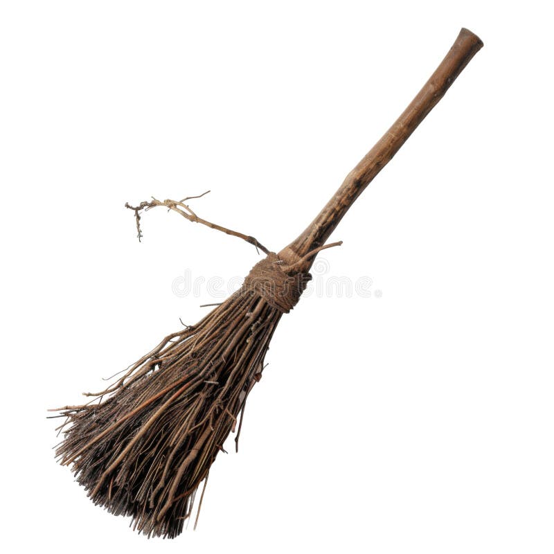 Rustic Wooden Broom with Twisted Handle Stock Illustration ...