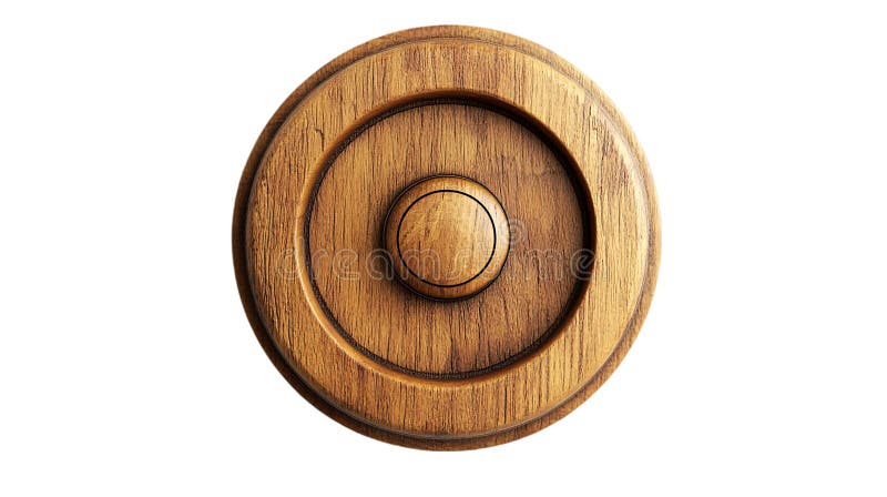 Rustic Wooden Button Round Design Element Knob Brown Craft Isolated on ...