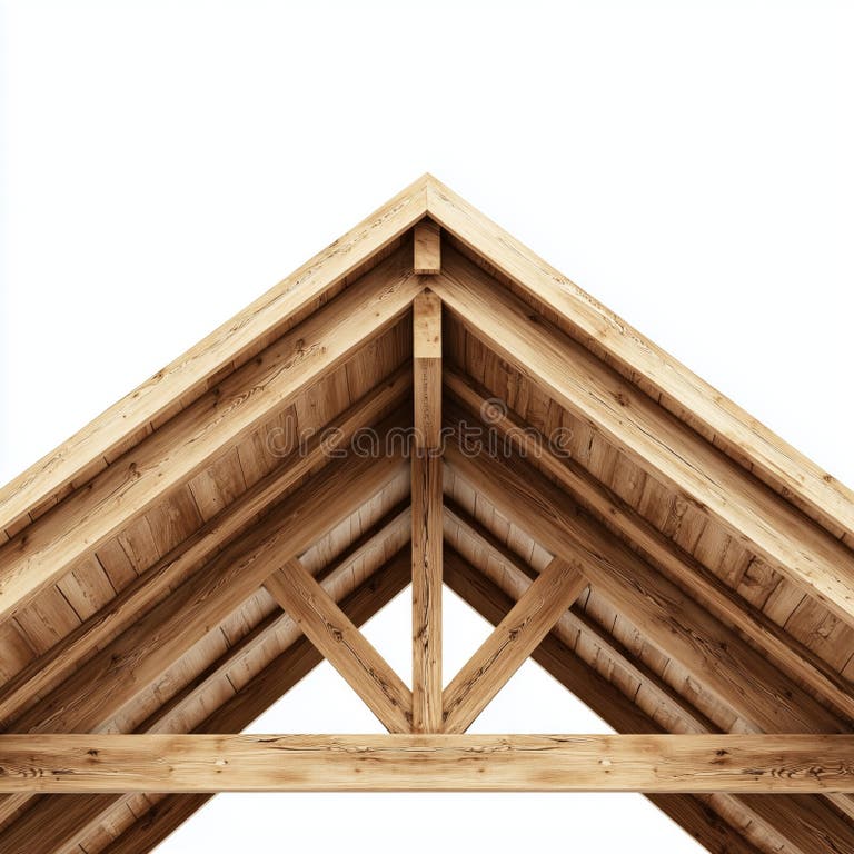 Rustic Wooden Ceiling with Exposed Beams in Triangular Formation Stock ...