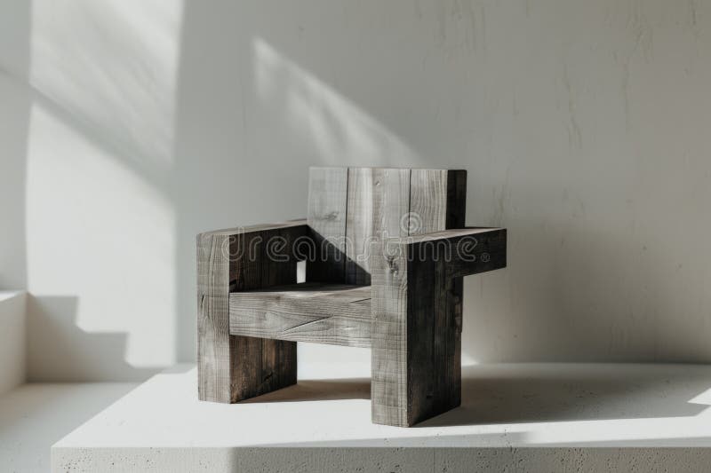 Rustic Wooden Chair in Minimalist Interior with Natural Light and ...