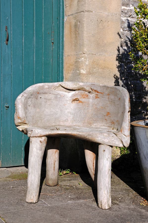 Rustic wooden chair. stock image. Image of sunny, sunlit - 47385555