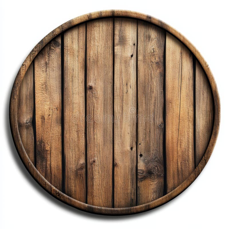 Rustic Wooden Circle Board Clipart on White Background Stock ...
