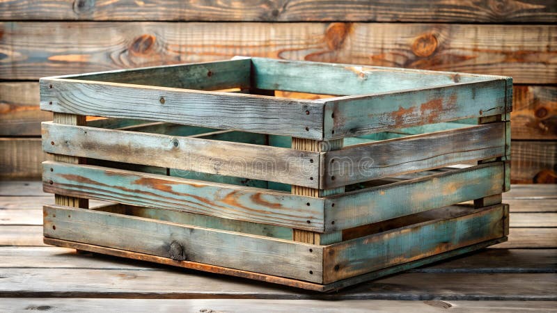Rustic Wooden Crate with Distressed Texture and Worn Paint AI Generated ...