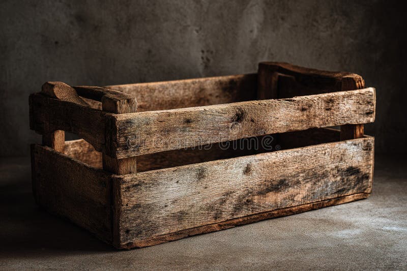 Rustic Wooden Crate on a Textured Surface Showcasing Weathered Charm ...