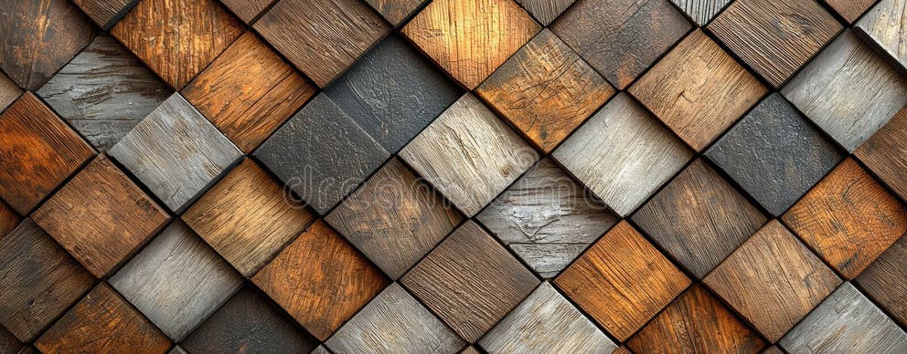 Rustic Wooden Cube Wall Texture Diagonal Pattern Background Stock ...