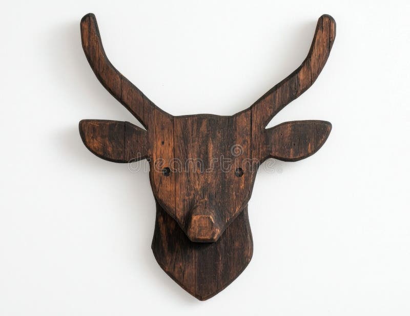 Rustic Wooden Deer Head Wall Decor Stock Illustration - Illustration of ...