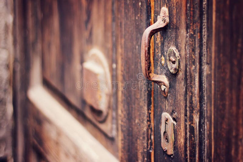 Rustic Wooden Door. Close Up of the Door Lock Stock Image - Image of ...