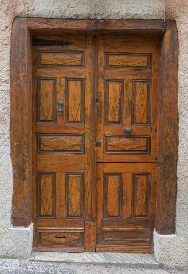 Rustic Wooden Door with Different Decorations and Geometric Figures ...