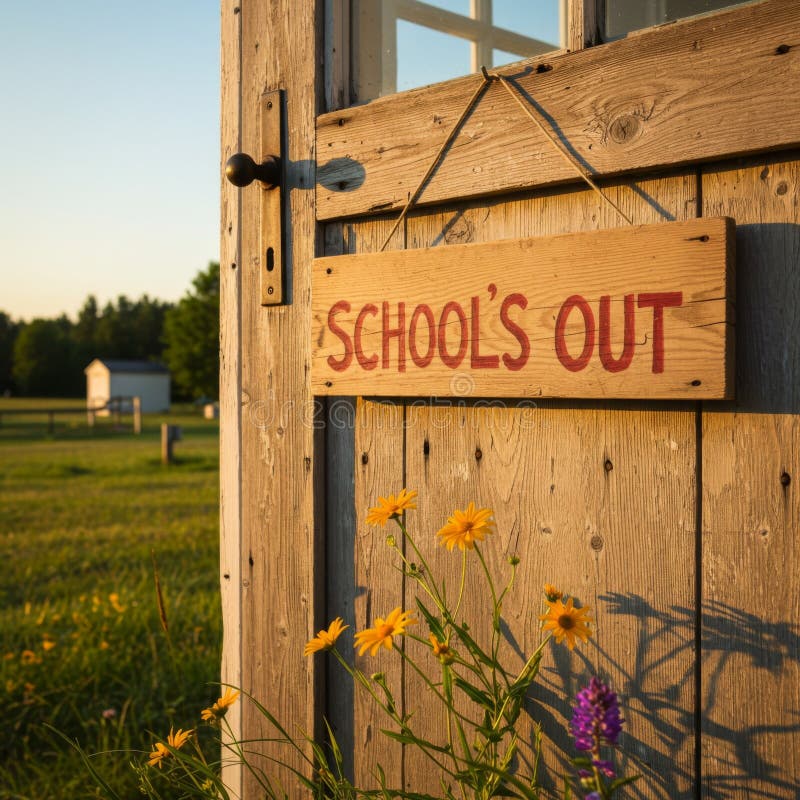 Rustic Wooden Door with School S Out Sign Stock Illustration ...