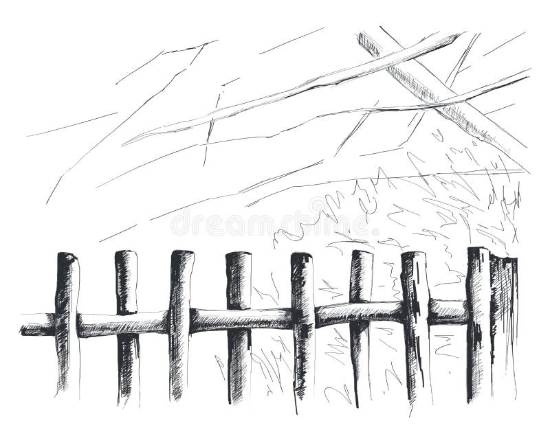 Rustic Wooden Fence. Background Image Stock Illustration - Illustration ...