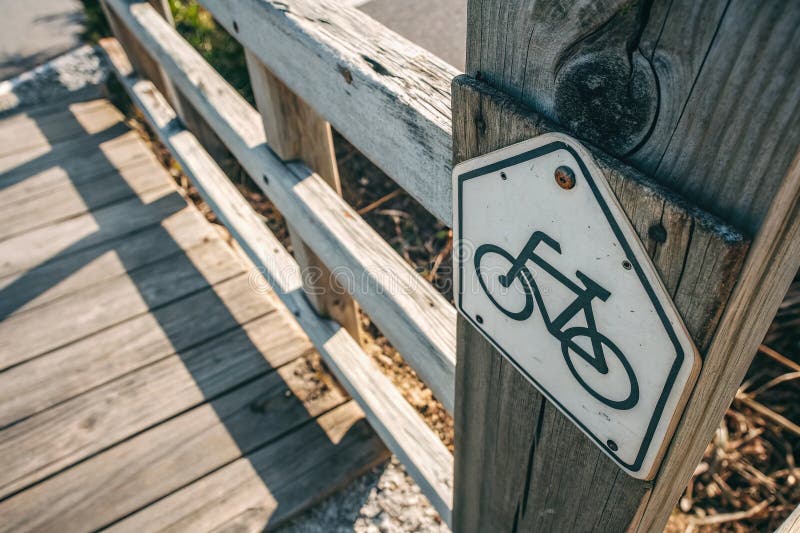 Rustic Wooden Fence Decorated with a Bicycle Symbol a Compositional ...
