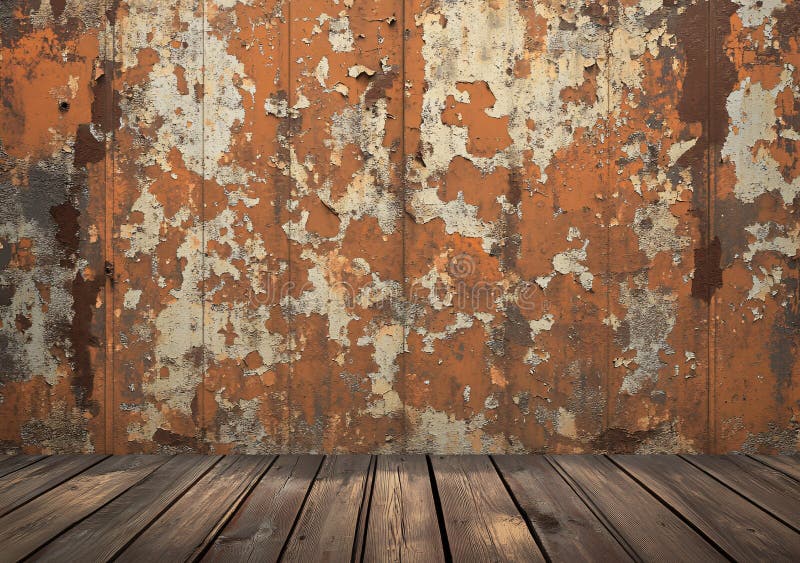 Rustic Wooden Floor and Peeling Paint Wall High Quality Image Stock ...