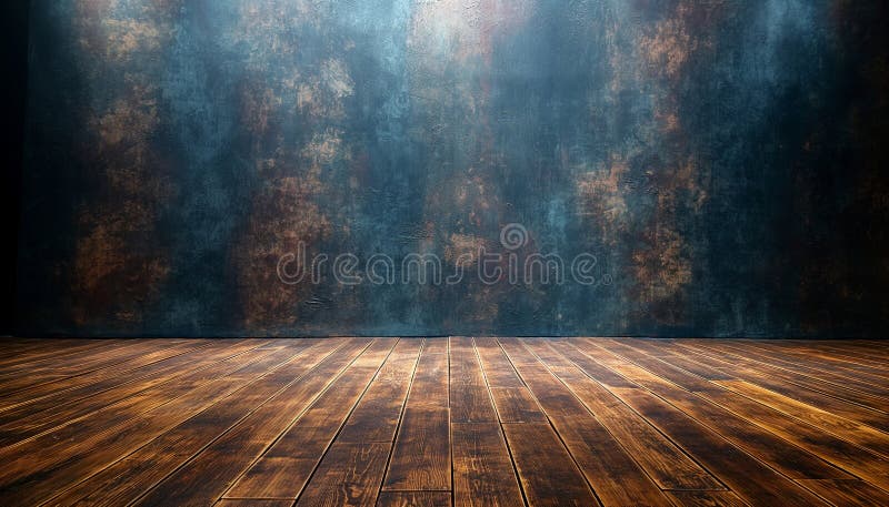 Rustic Wooden Floor and Textured Wall Backdrop Stock Image - Image of ...