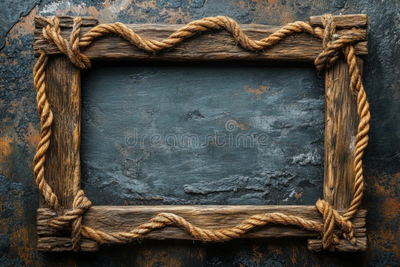 ?Rustic Wooden Frame Crafted with Thick Rope, Creating a Nautical or ...