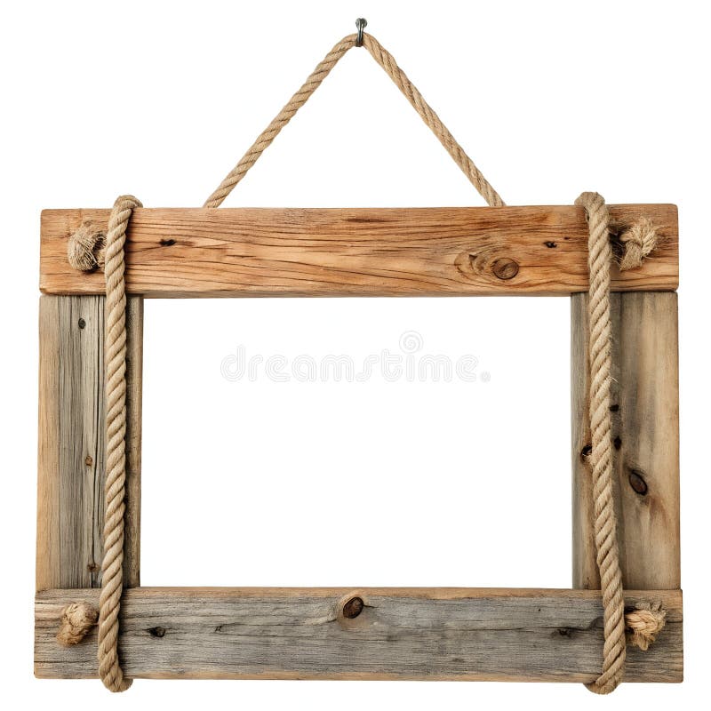Rustic Wooden Frame with Rope for Display Stock Illustration ...