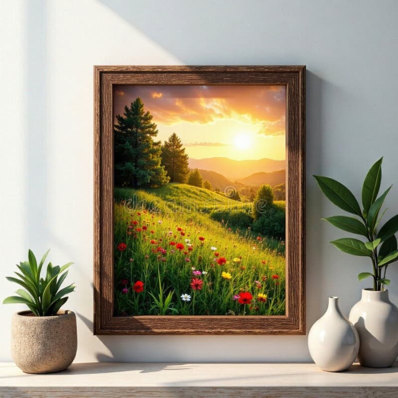 Rustic Wooden Frame, Showcasing Nature S Beauty , Wooden Frame, Present ...