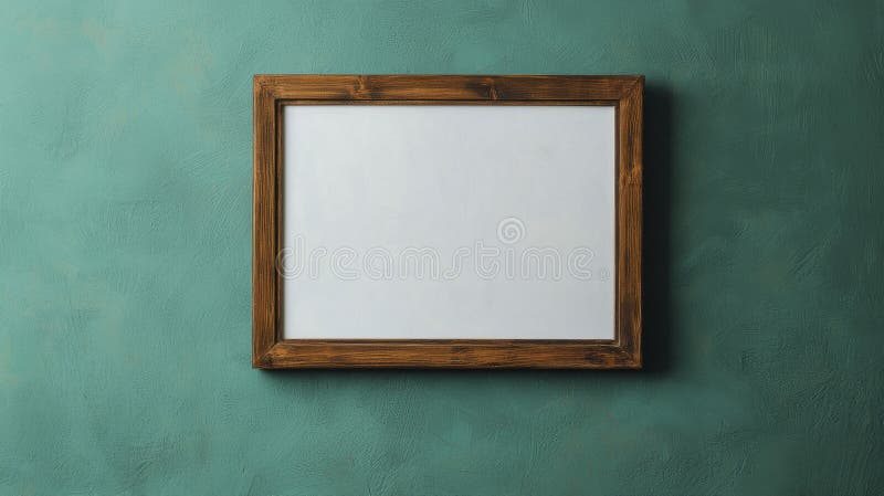 Rustic Wooden Frame on Teal Wall Stock Illustration - Illustration of ...
