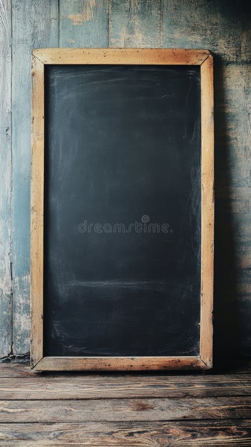 Rustic Wooden Framed Chalkboard on Aged Wooden Wall Stock Photo - Image ...