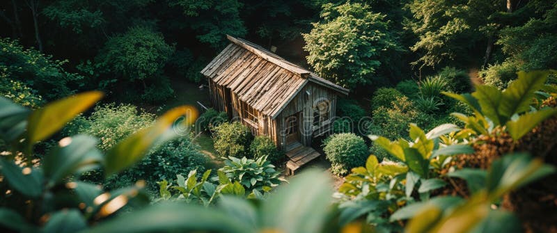 Rustic Wooden Home in Peaceful Garden Setting Stock Photo - Image of ...