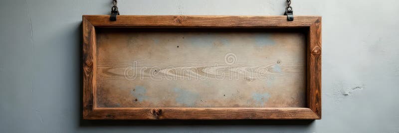 Rustic Wooden Horizontal Frame Hanging on Textured Wall, Brown ...