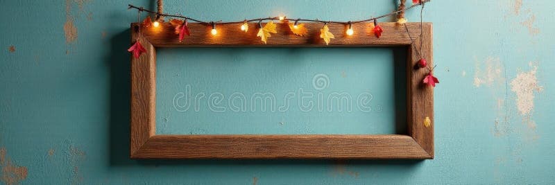 Rustic Wooden Horizontal Frame Hanging on Textured Wall, Rectangle ...