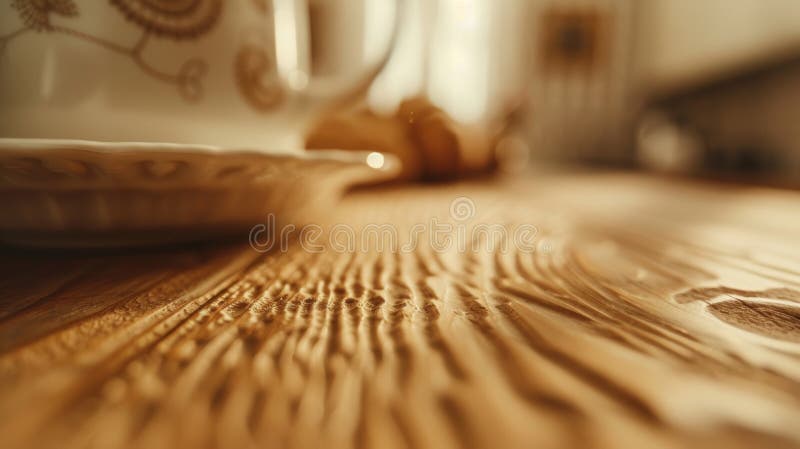 Rustic Wooden Kitchen Table with Detailed Engraving, Realistic ...