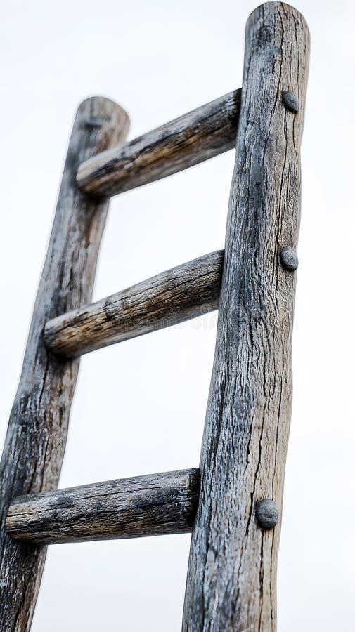 Rustic Wooden Ladder Against a White Background Stock Illustration ...
