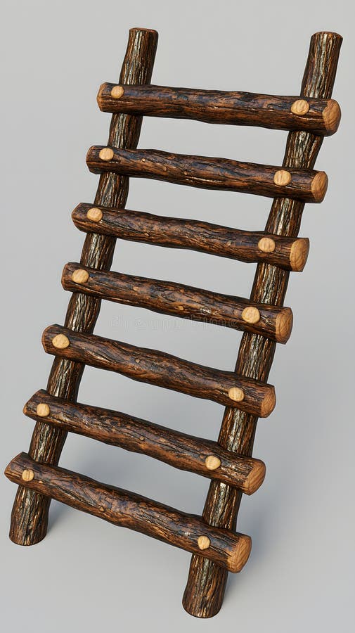 Rustic Wooden Ladder with Natural Finish Stock Illustration ...