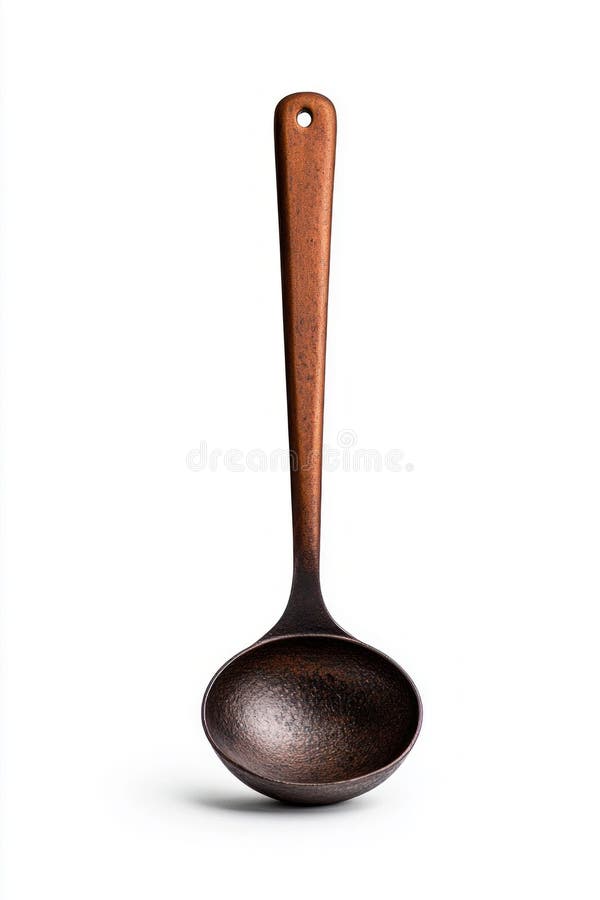 Rustic Wooden Ladle Isolated on White Stock Illustration - Illustration ...