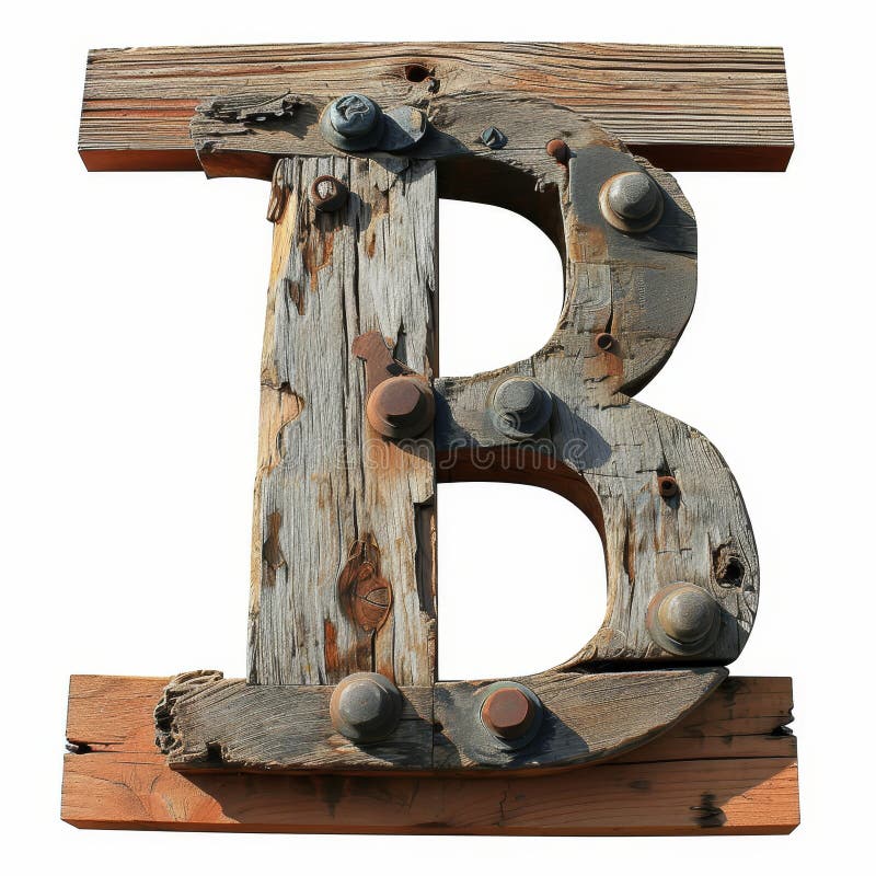 Rustic Wooden Letter B stock illustration. Illustration of chic - 315749561