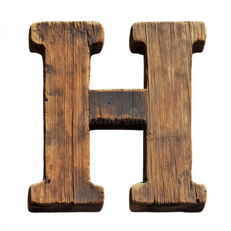 A Rustic Wooden Letter "H" with a Weathered Texture, Suitable for Decor ...