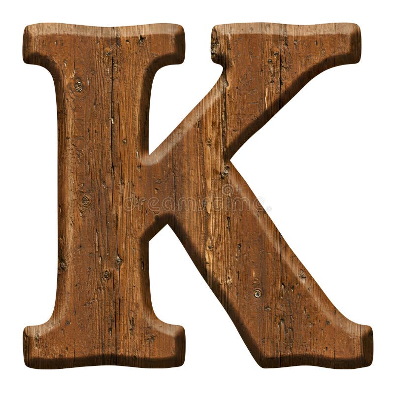 Isolated Wooden Letter K with a Rough Texture and Visible Wood Grain on ...