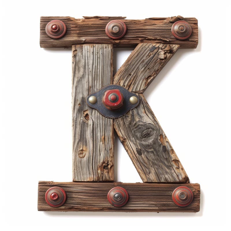 Rustic wooden letter K stock illustration. Illustration of decoration ...