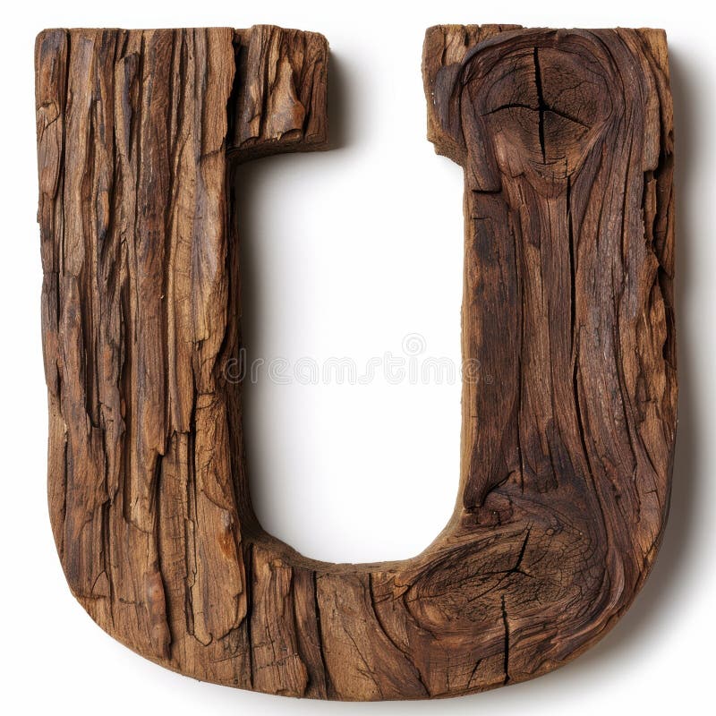 Rustic wooden letter U stock illustration. Illustration of alphabet ...