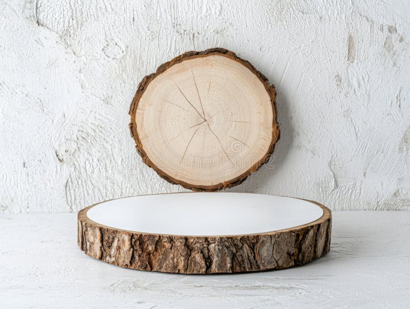 Rustic Wooden Log Slices on White Background Stock Illustration ...