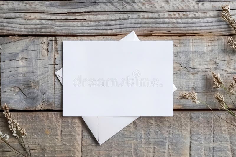Rustic Wooden Mockup with Blank Greeting Card Stock Image - Image of ...