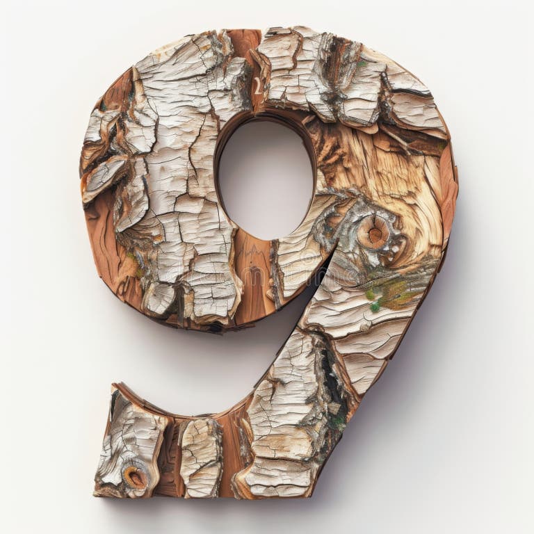 Rustic Wooden Number Nine for Design Projects and Presentations on ...