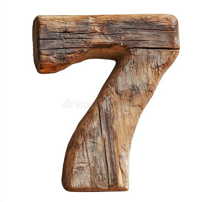 A Rustic Wooden Number Seven, Showcasing a Natural, Textured Appearance ...