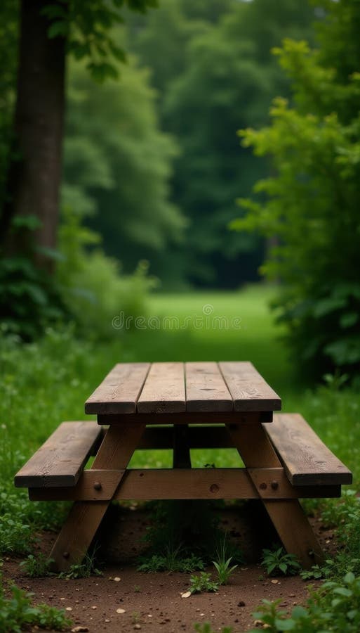 Rustic Wooden Picnic Table, Weathered Benches , Countryside, Rough ...