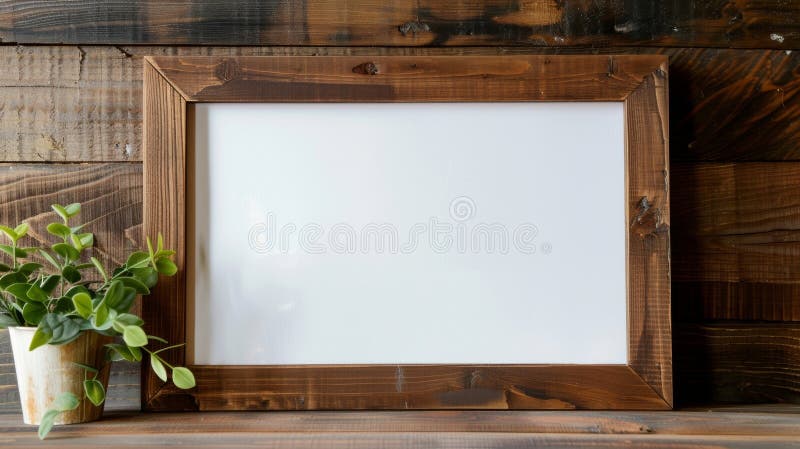 Rustic Wooden Picture Frame with a Blank White Mat Mockup Stock Photo ...