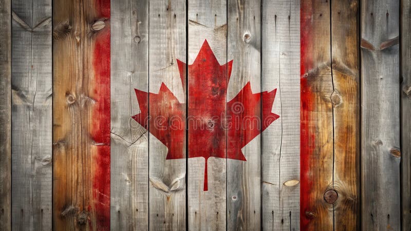 Rustic Wooden Planks Displaying a Maple Leaf Design. Generative AI ...