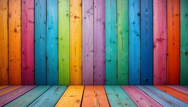 Rustic Wooden Planks with Rainbow Colors – Bright and Textured ...