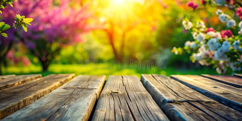 Rustic Wooden Planks Spring Garden Background a Versatile Mockup for ...