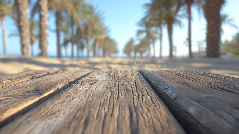 Rustic Wooden Planks on Sunny Tropical Beach Stock Illustration ...