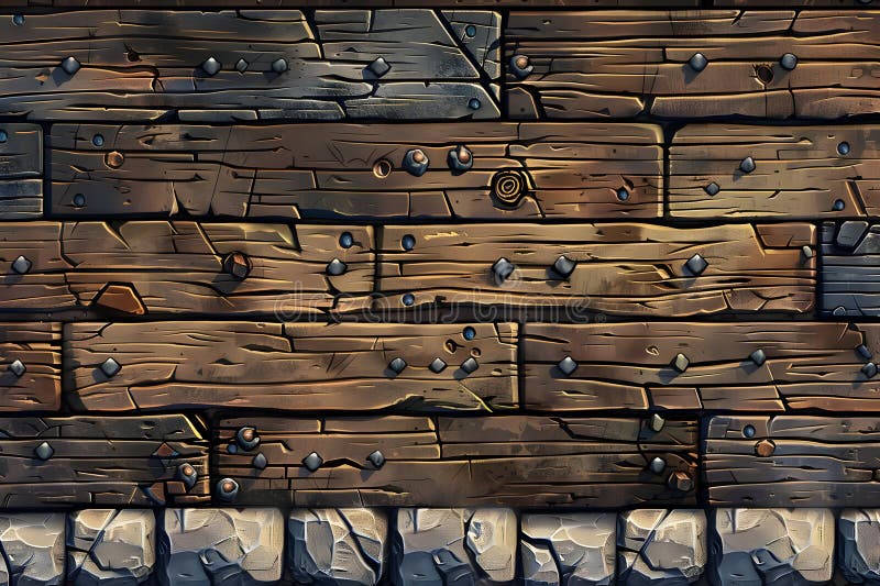 Rustic Wooden Planks Texture Background with Visible Grain and Stone ...