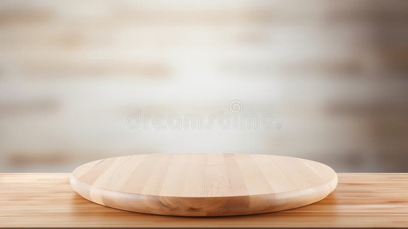 A Rustic Wooden Plate on a Solid Wood Table Stock Photo - Image of ...