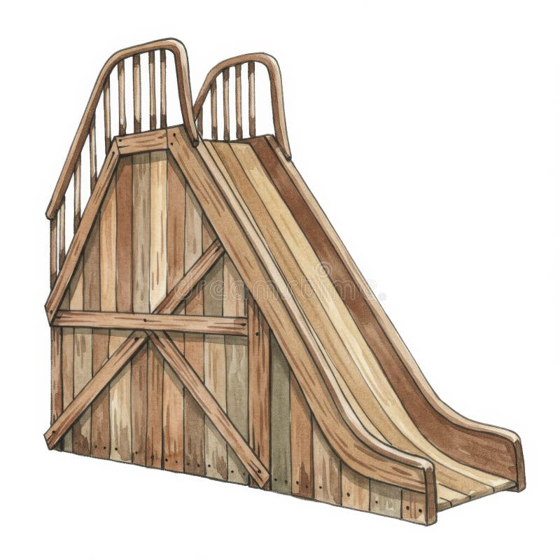 Rustic Wooden Playground Slide Illustration Stock Illustration ...