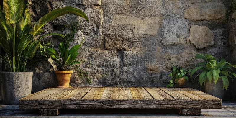 A Rustic Wooden Podium with Rough, Natural Textures, Placed in Front of ...