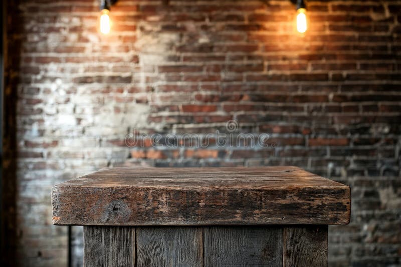 A Rustic Wooden Podium with a Rough Texture, Placed in Front of a ...